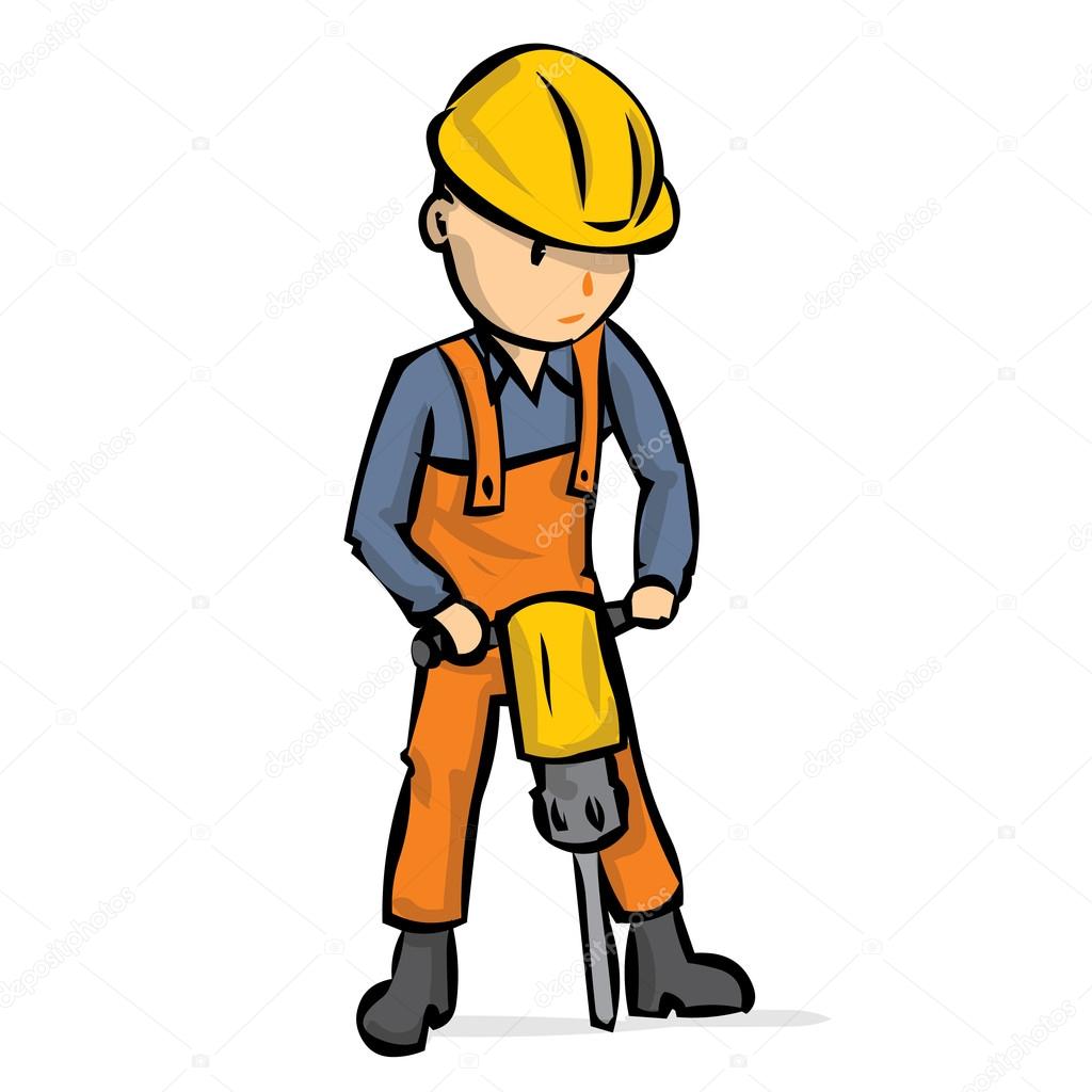 Road worker with a jackhammer road repairs. Stock Vector by ©dergriza ...