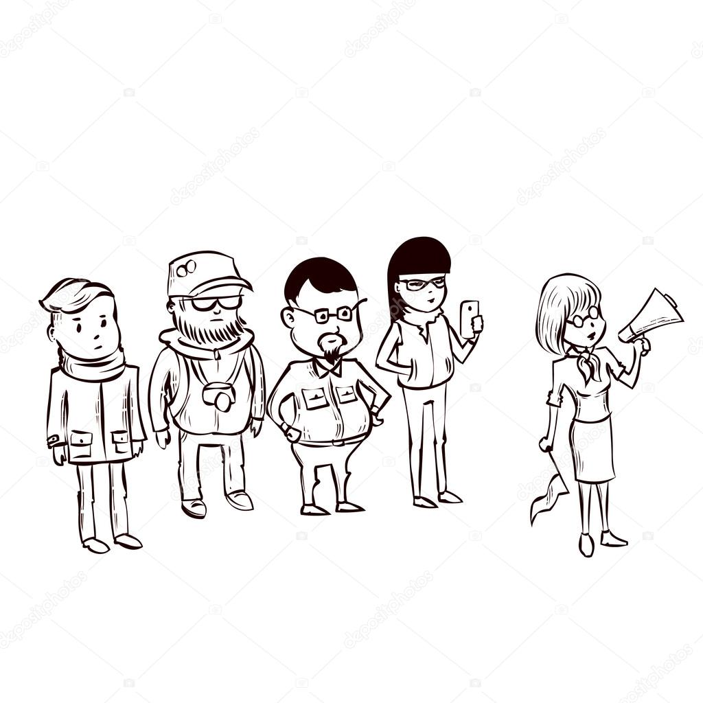 Guía turístico con grupo de turistas Vector de stock por ©dergriza ...