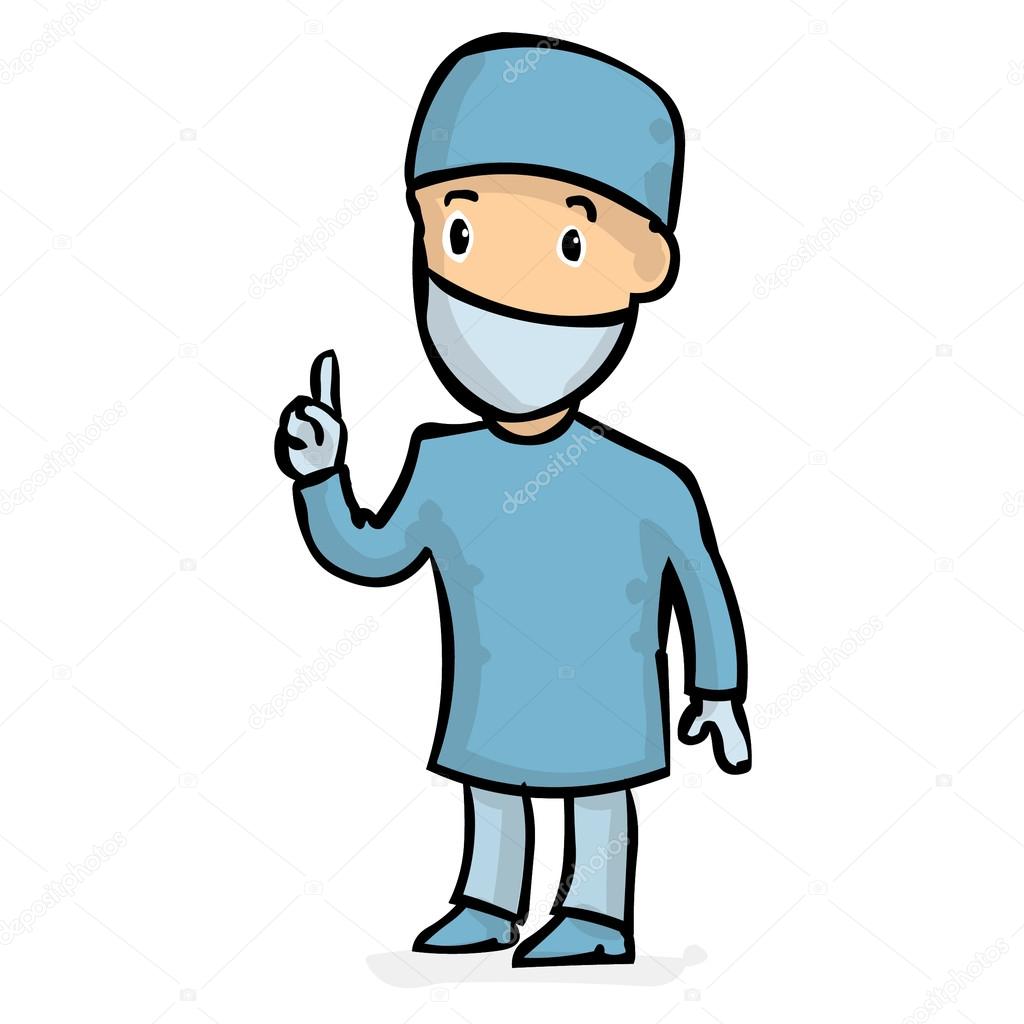 Neşeli erkek doktor el çekilmiş. renkli vektör çizim — Stok Vektör ...