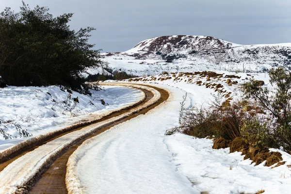 Dirt Road Tracks Snow Mountains - Stock Image - Everypixel