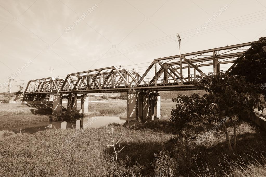 Train Bridge Structure Sepia — Stock Photo © ChrisVanLennepPhoto #65245893