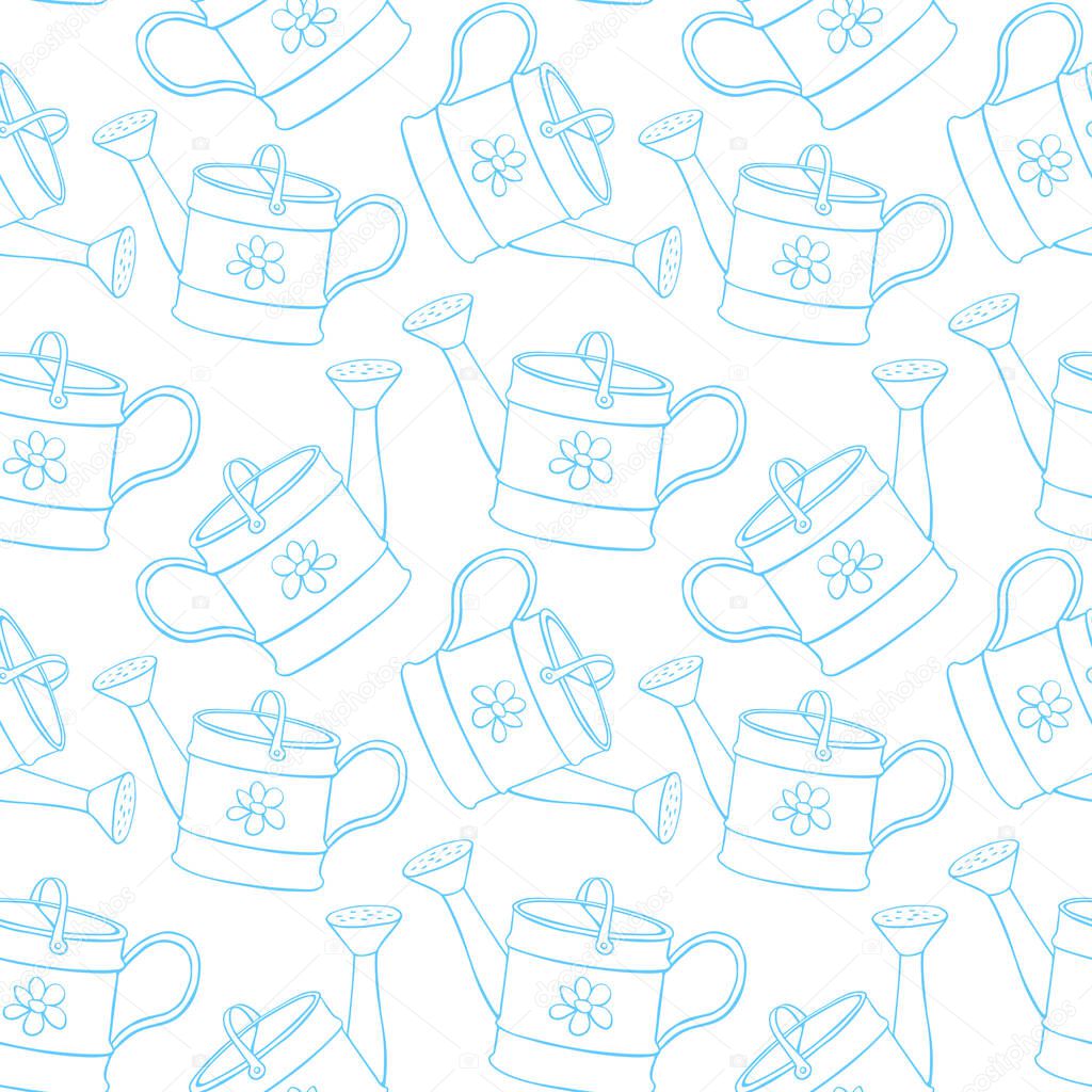 Patr n sin costura con latas de riego. Esquema dibujado a mano vector de fondo y textura en ...