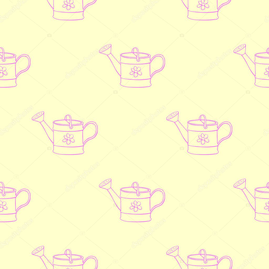 Patr n sin costura con latas de riego. Esquema dibujado a mano vector de fondo y textura en ...