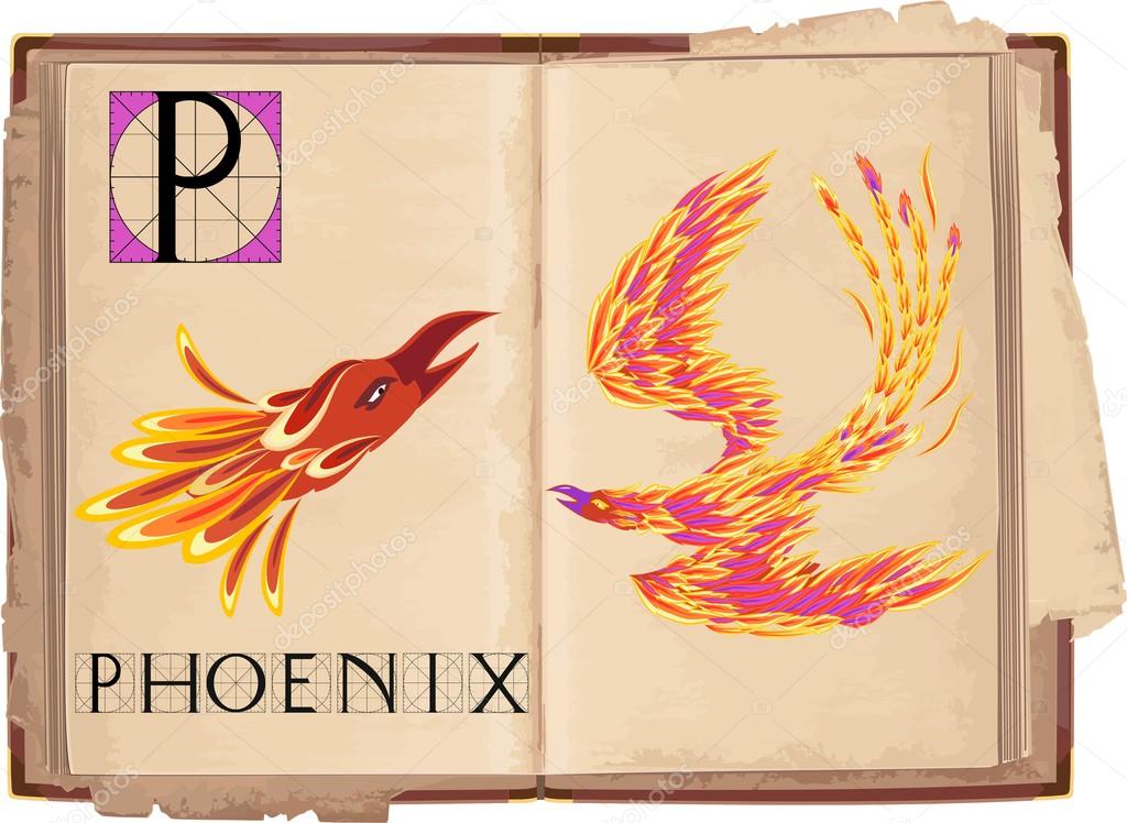 Letra P con Phoenix Vector de stock por ©mariaflaya 87521376