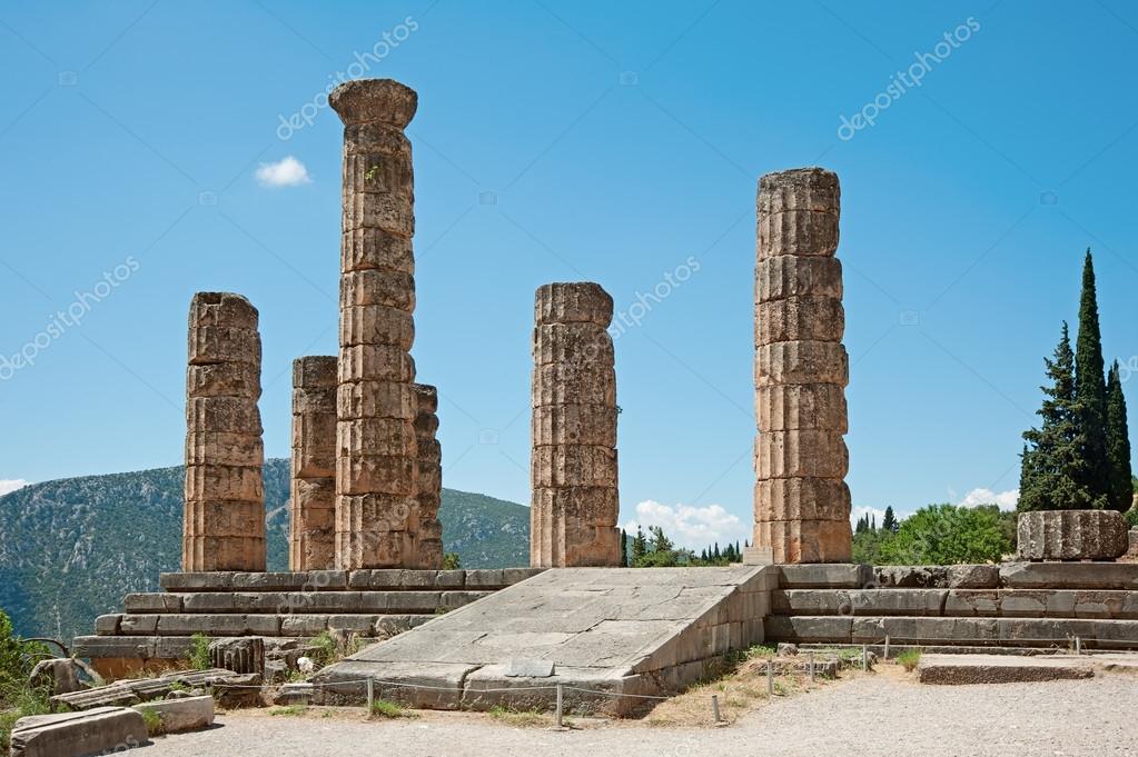 Temple Apollo columns in Delphi, Greece Stock Photo by ©simurg 77888422
