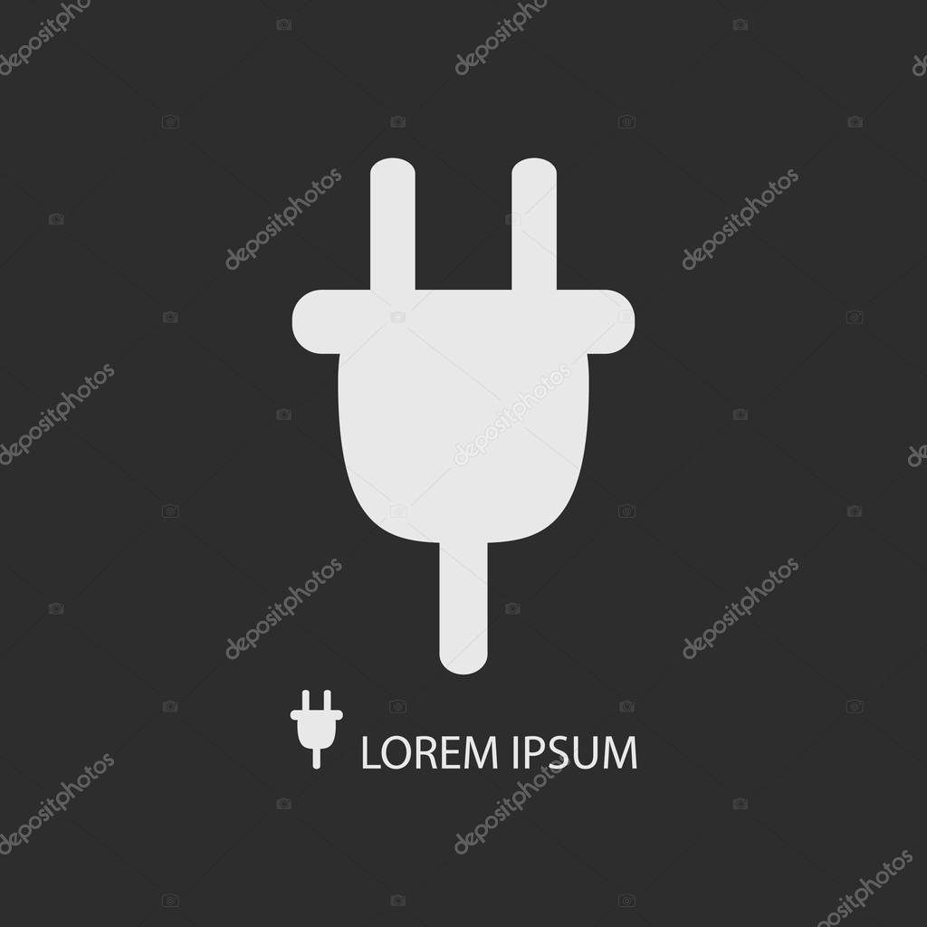 White plug as logo on dark grey background Stock Vector by ©rinika 64984825