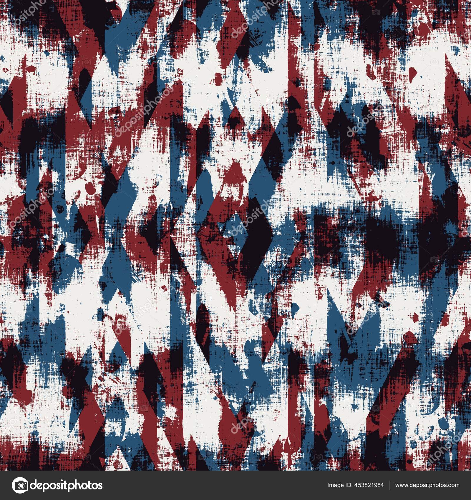 Seamless geo pattern in red blue black white — Stock Photo ...