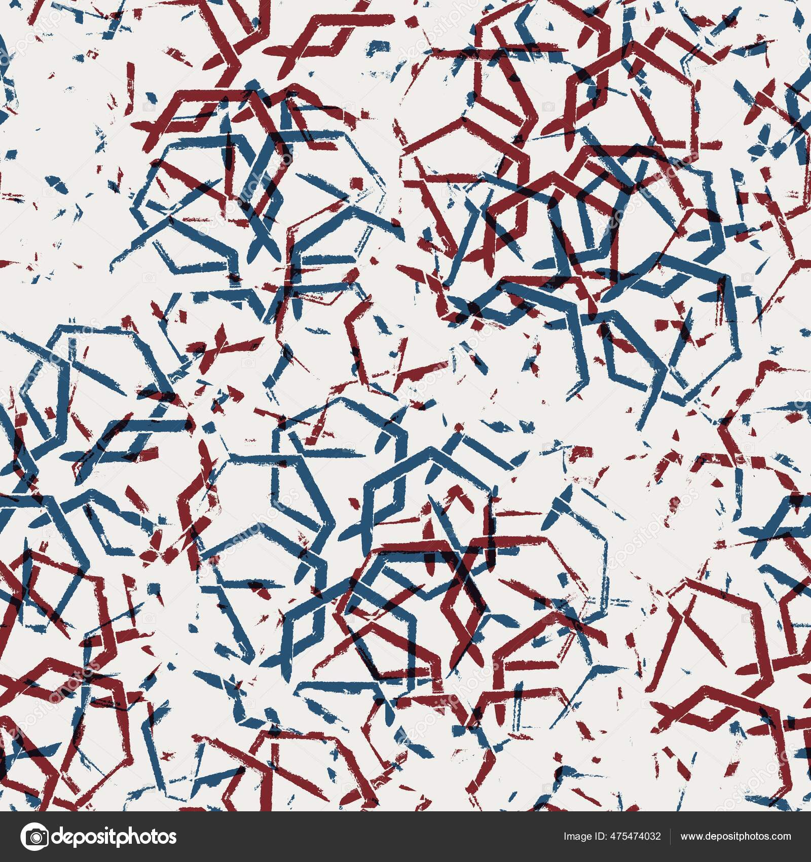 Seamless geo pattern in red blue black white — Stock Photo ...