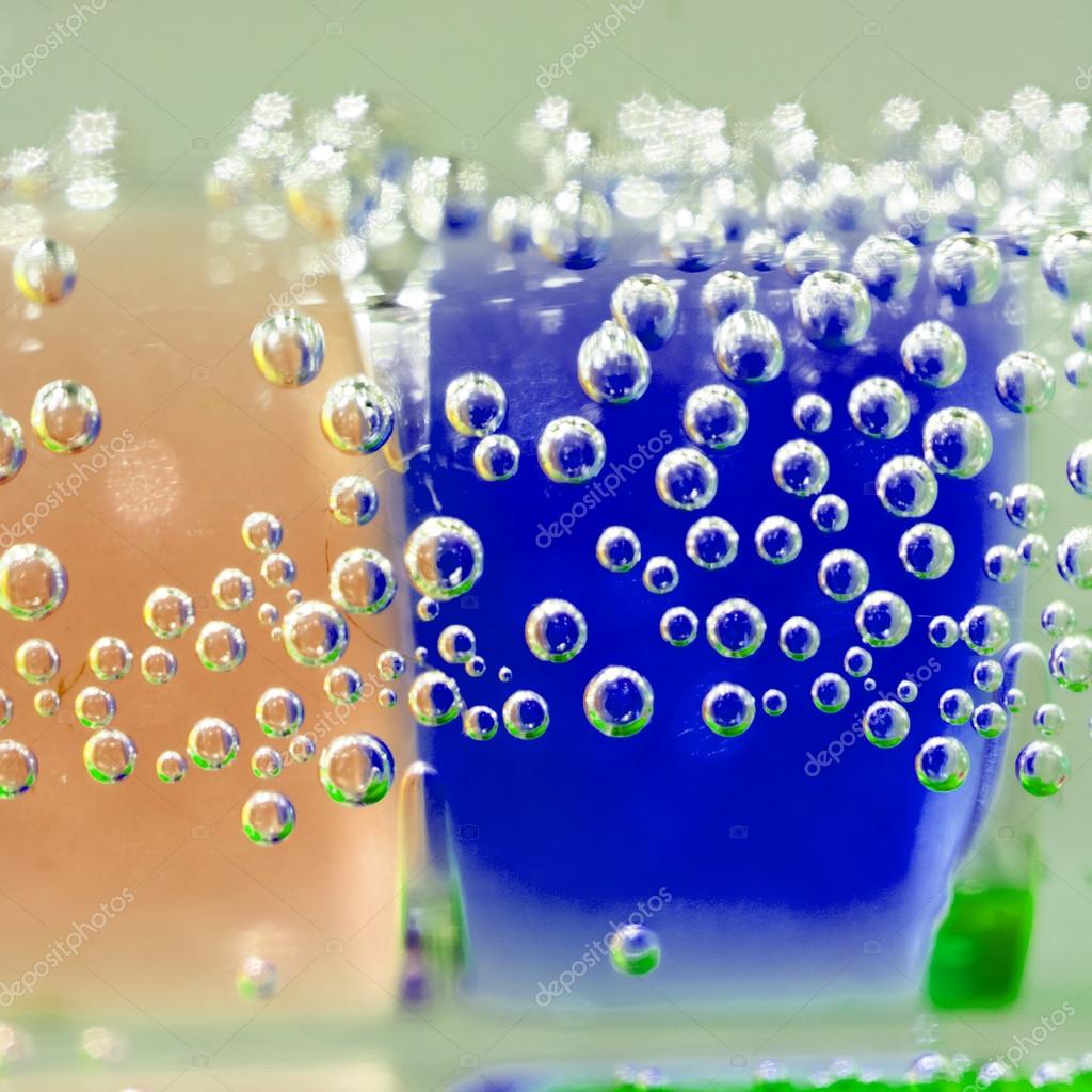 Abstract composition with underwater tubes with colorful jelly balls ...