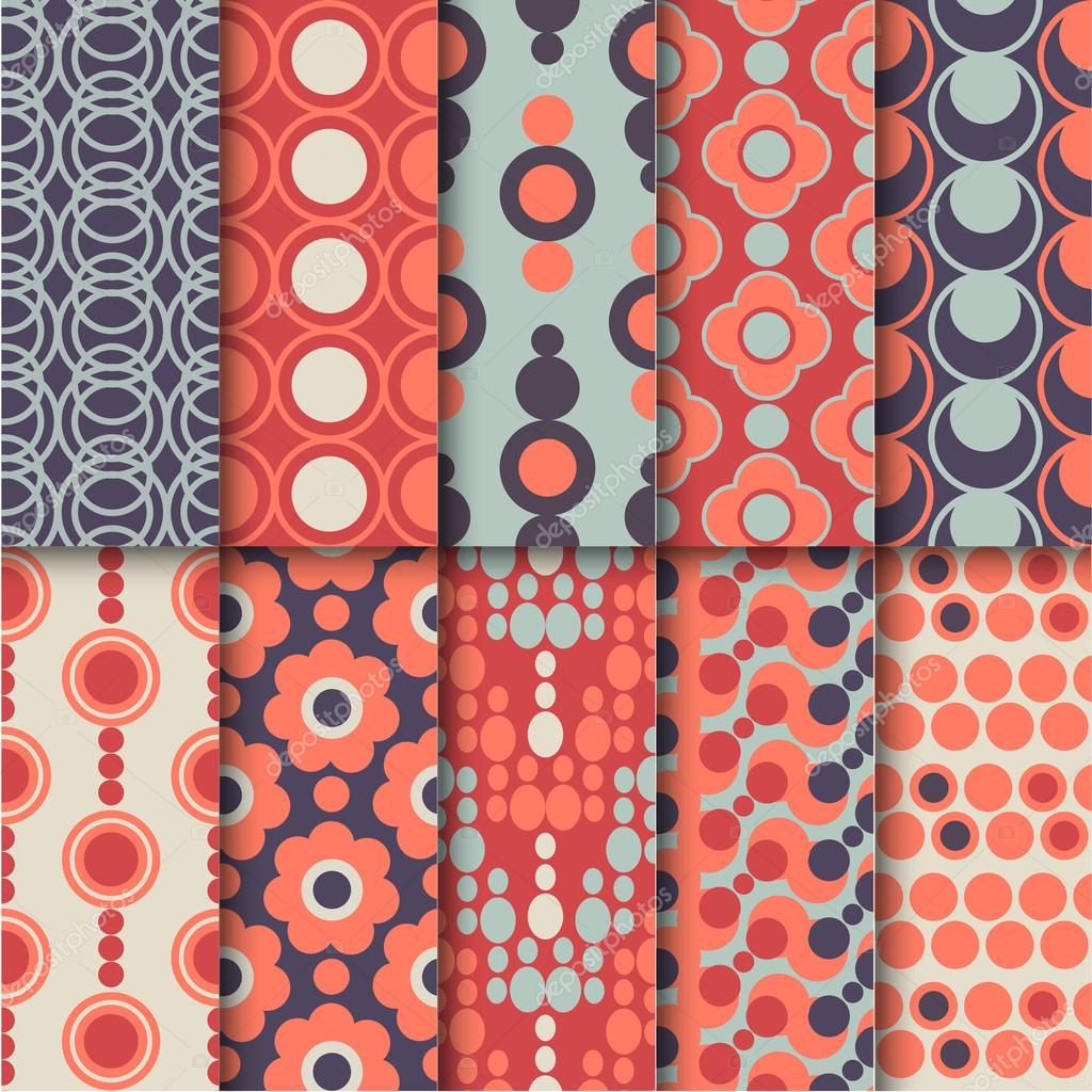Set of seamless colorful retro patterns Stock Vector Image by ...