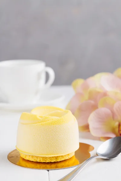 French mousse entremet with pink cocoa velour — Stock Photo ...