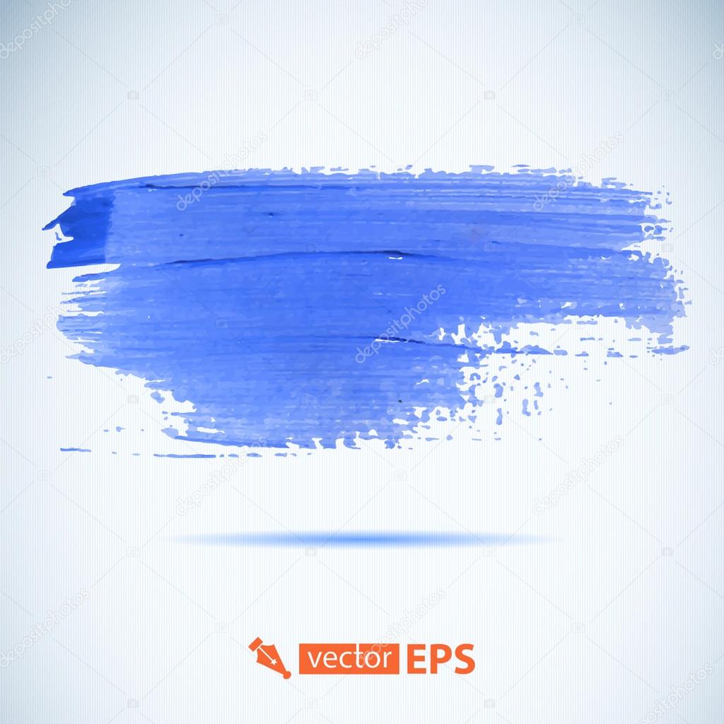 Vector acrylic blue ink spot. Wet brush stroke on paper texture. Stock ...