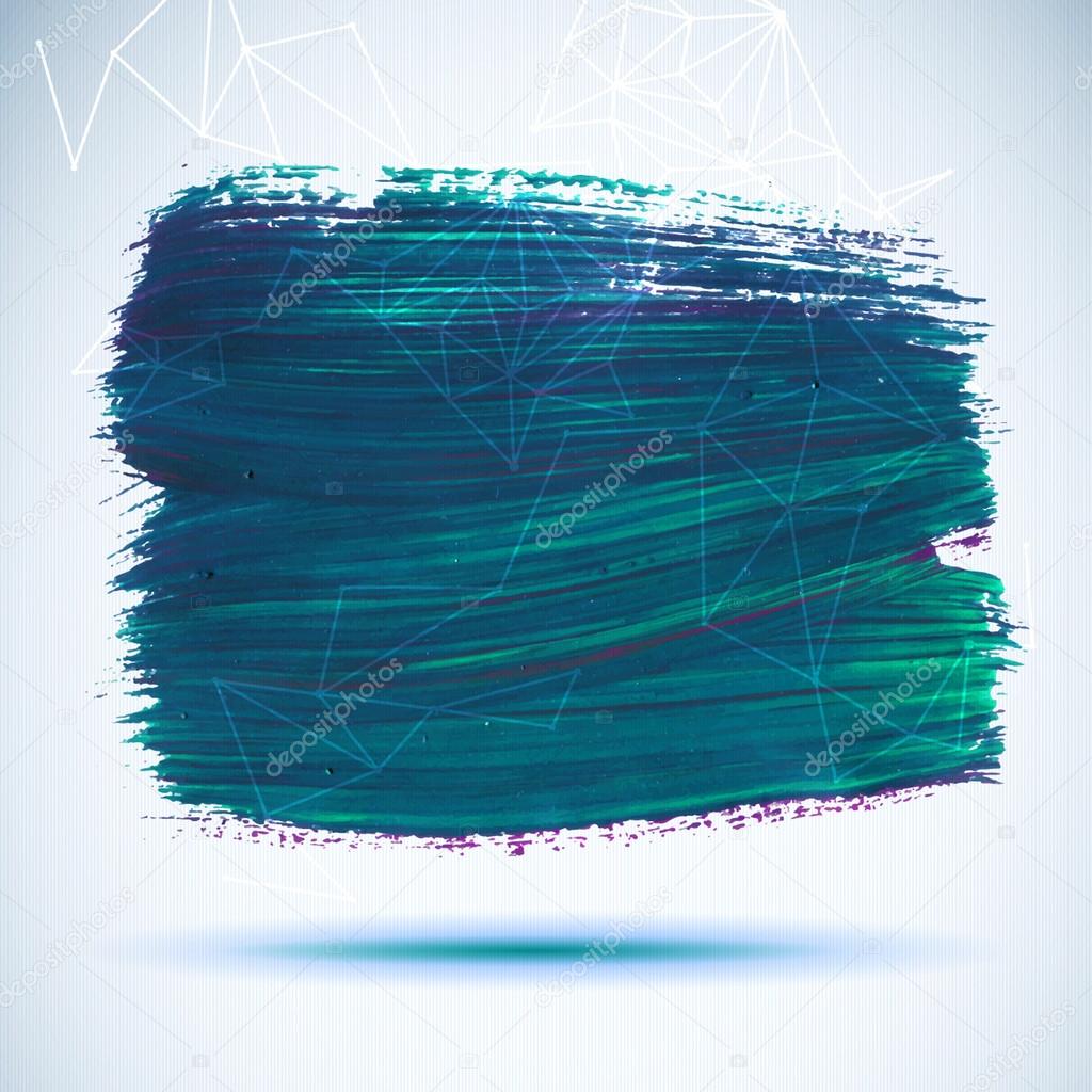 Vector acrylic blue ink spot. Wet brush stroke on paper texture ...