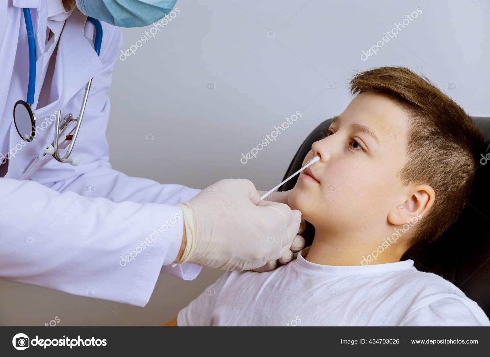 Worker Taking Swab Nasal Sample Medical Examination Coronavirus Covid ...