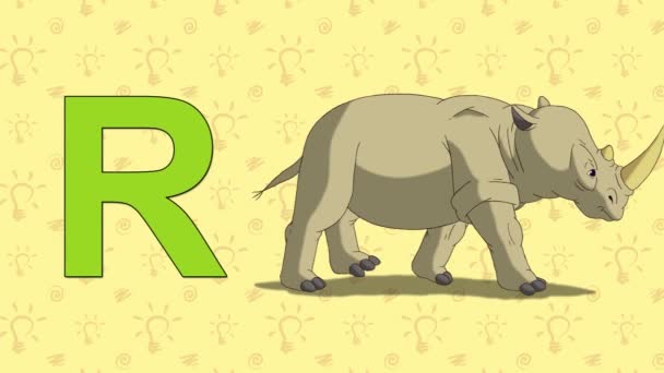 Rhino. English ZOO Alphabet - letter R — Stock Video © zarevv #94087590