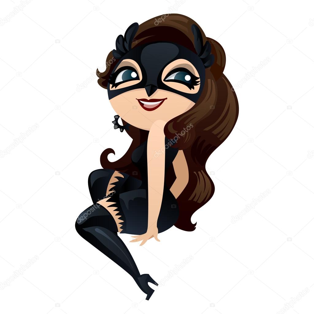 Cute girl in a black mask. Stock Vector Image by ©aklionka #115136732