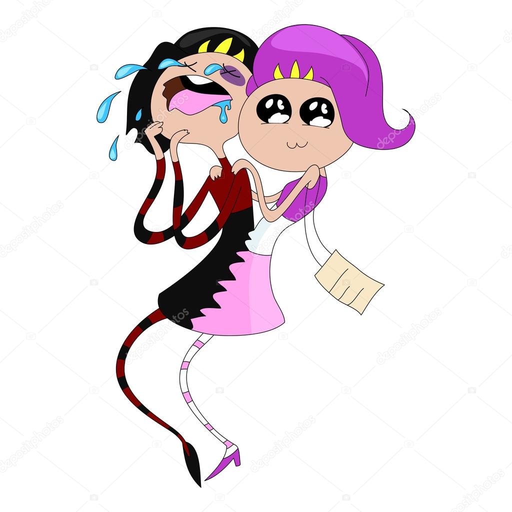 Divertidas hadas siamesas gemelas Vector de stock #78239070 de ©aklionka