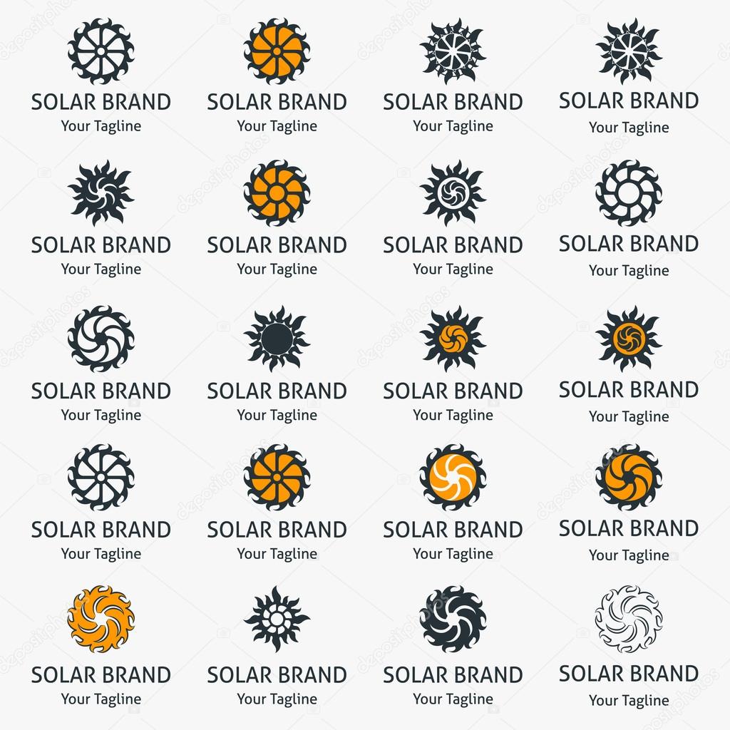Set of solar logos. — Stock Vector © aklionka #89546074