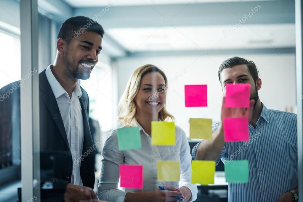 Brainstorming session in an office Stock Photo by ©bernardbodo 113332826