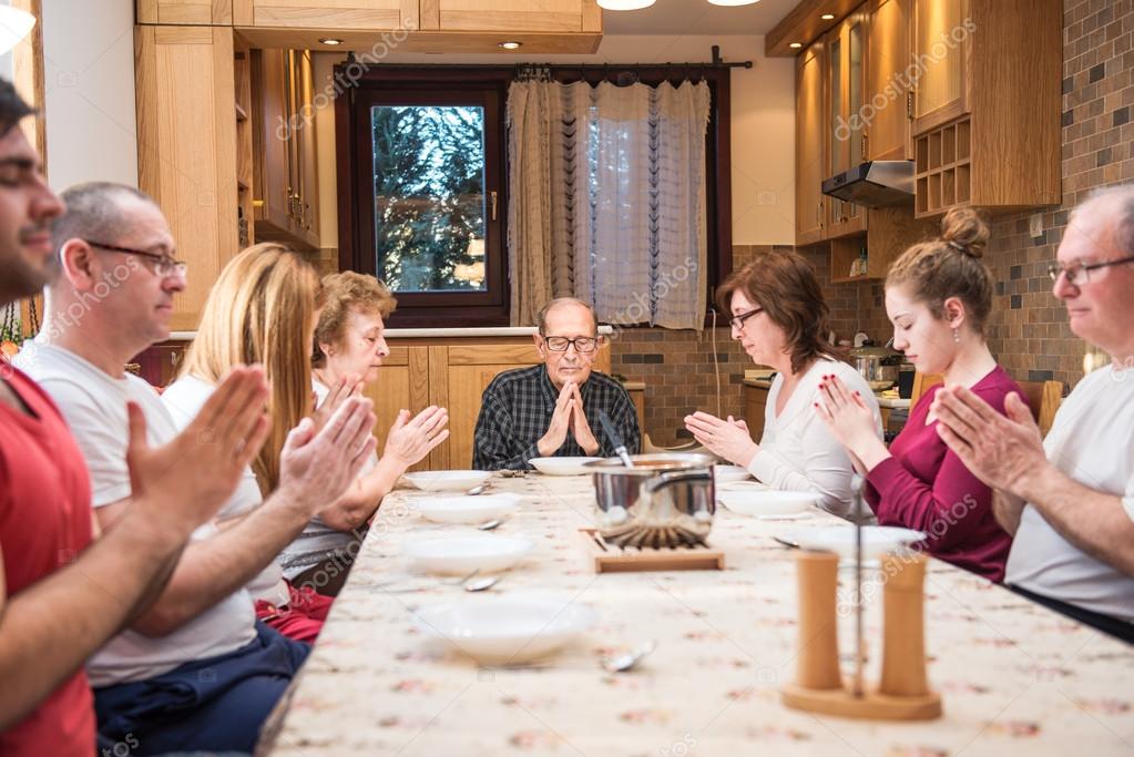 Big generation family dinner Stock Photo by ©bernardbodo 75513105