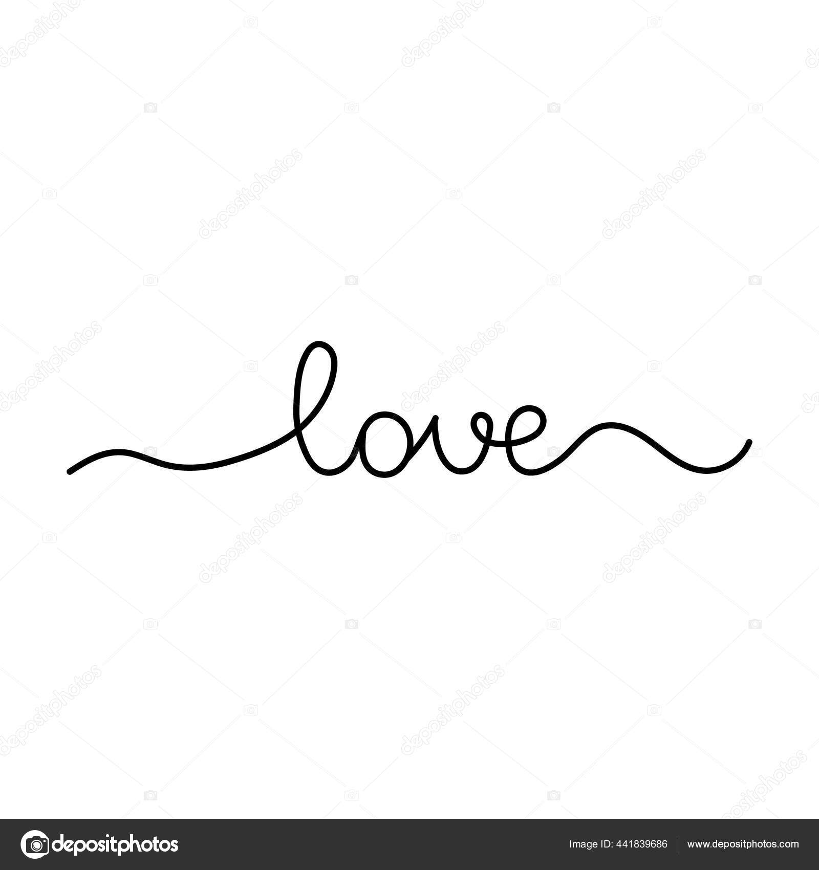 Love Continuous Line Drawing Hand Drawn Calligraphy Lettering Vector ...