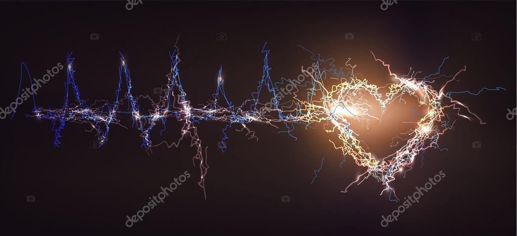 Human's heart. Electric lights effect background. — Stock Photo ...