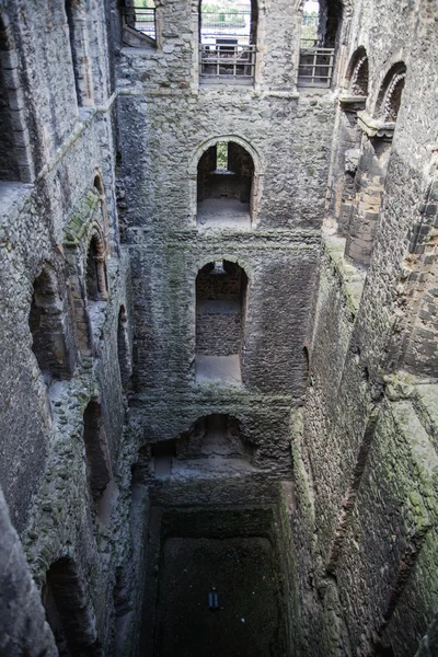 Rochester Castle 12th-century. Inside view of castle's ruined palace ...