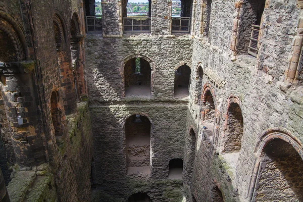 Rochester Castle 12th-century. Inside view of castle's ruined palace ...