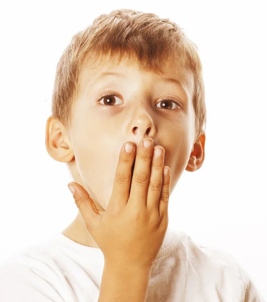 Young pretty boy wondering face isolated gesture close up Stock Photo ...