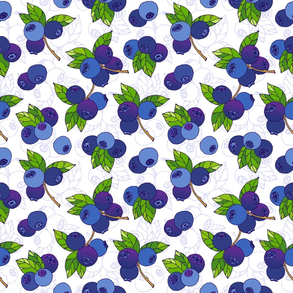 Blueberry, Seamless vector pattern berry, decorative background, hand ...