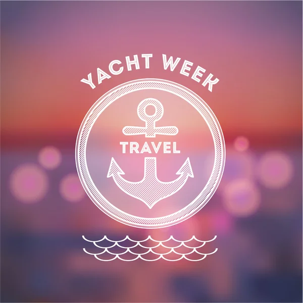 Yacht week travel label template with summer sea sunset background ...