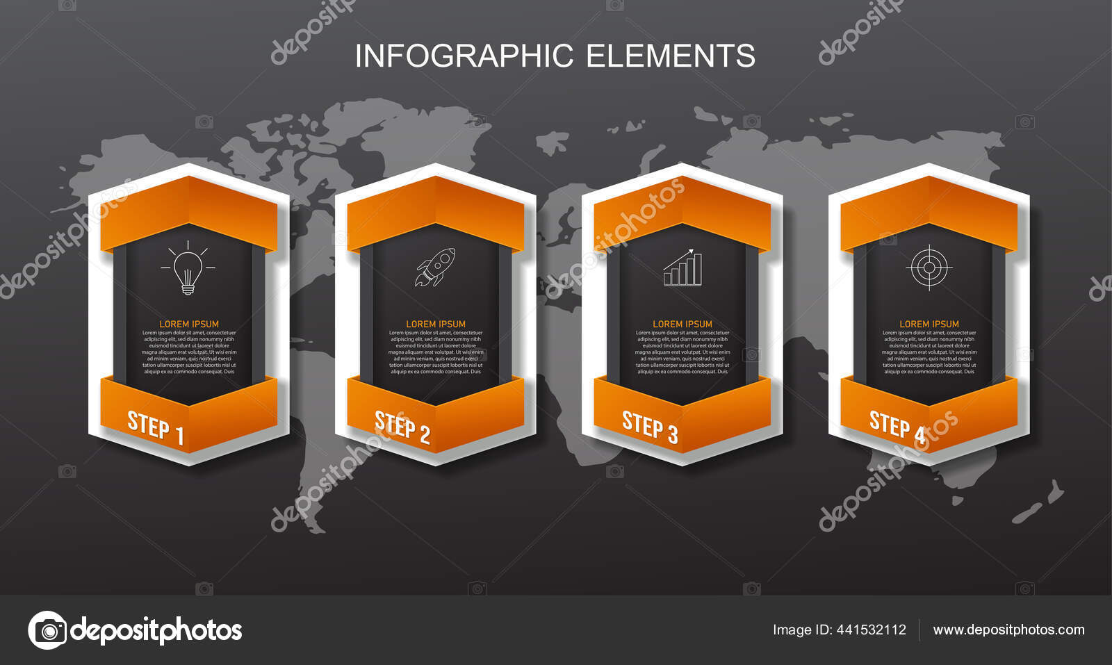 Orange Black Infographic Elements Template Business Concept Options ...