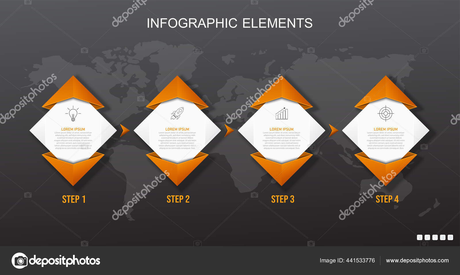 Orange Black Infographic Elements Template Business Concept Options ...