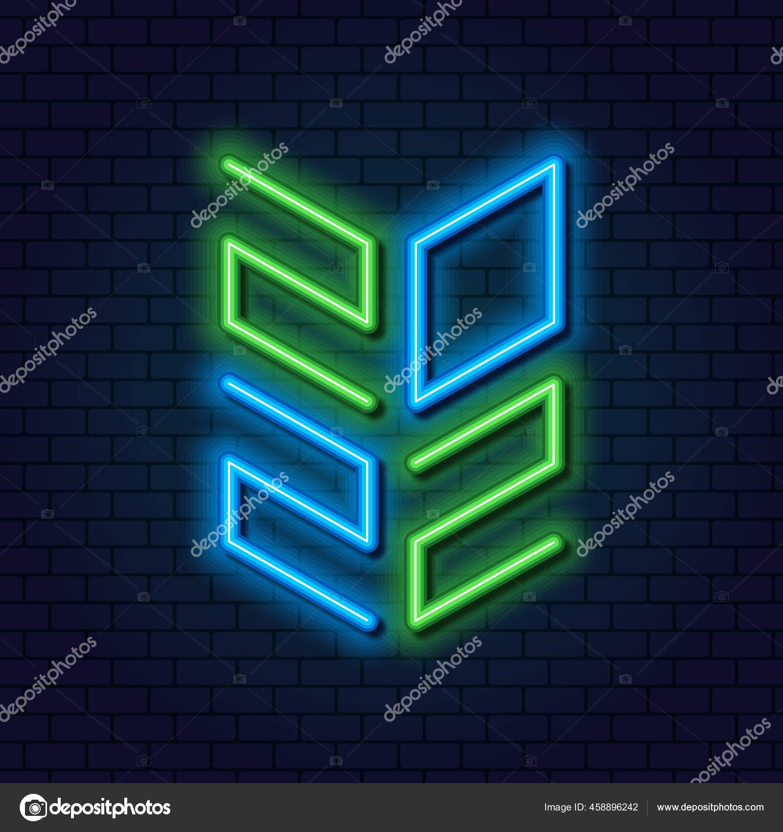 2022 Neon Text. Design Figures in the form of a book. Design element ...