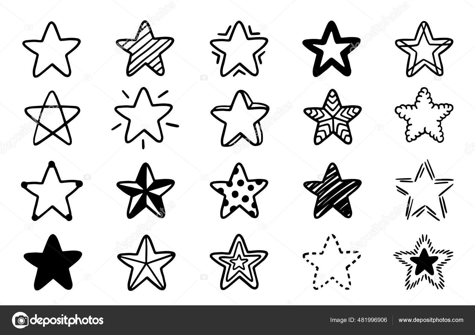 Vector set of stars shapes. Hand-drawn, doodle elements isolated on ...