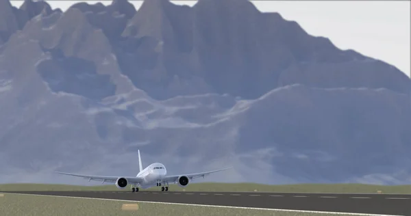 Commercial Jet Plane takes off. 3D render - Stock Image - Everypixel