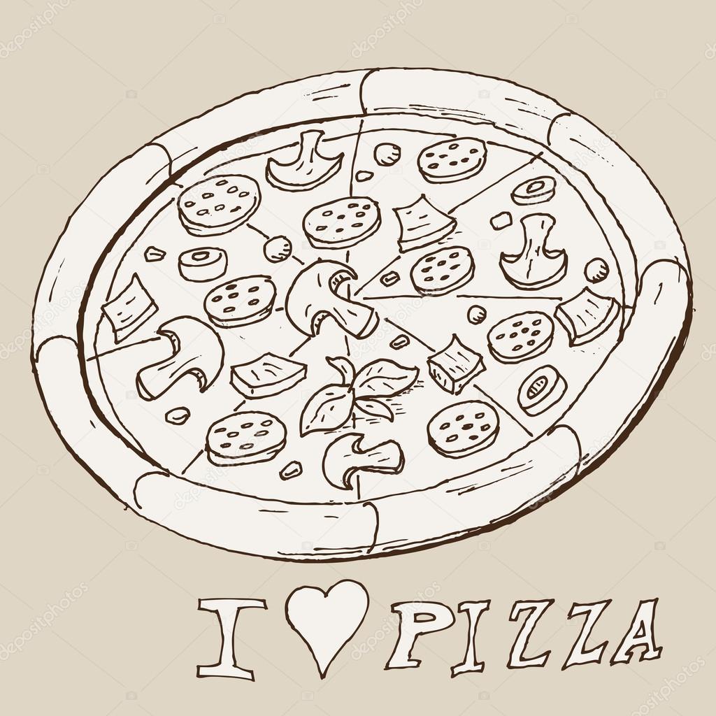 Hand drawing pizza — Stock Vector © gorbovoi81 #53736613 Hand drawing pizza — Stock Vector © gorbovoi81 #53736613