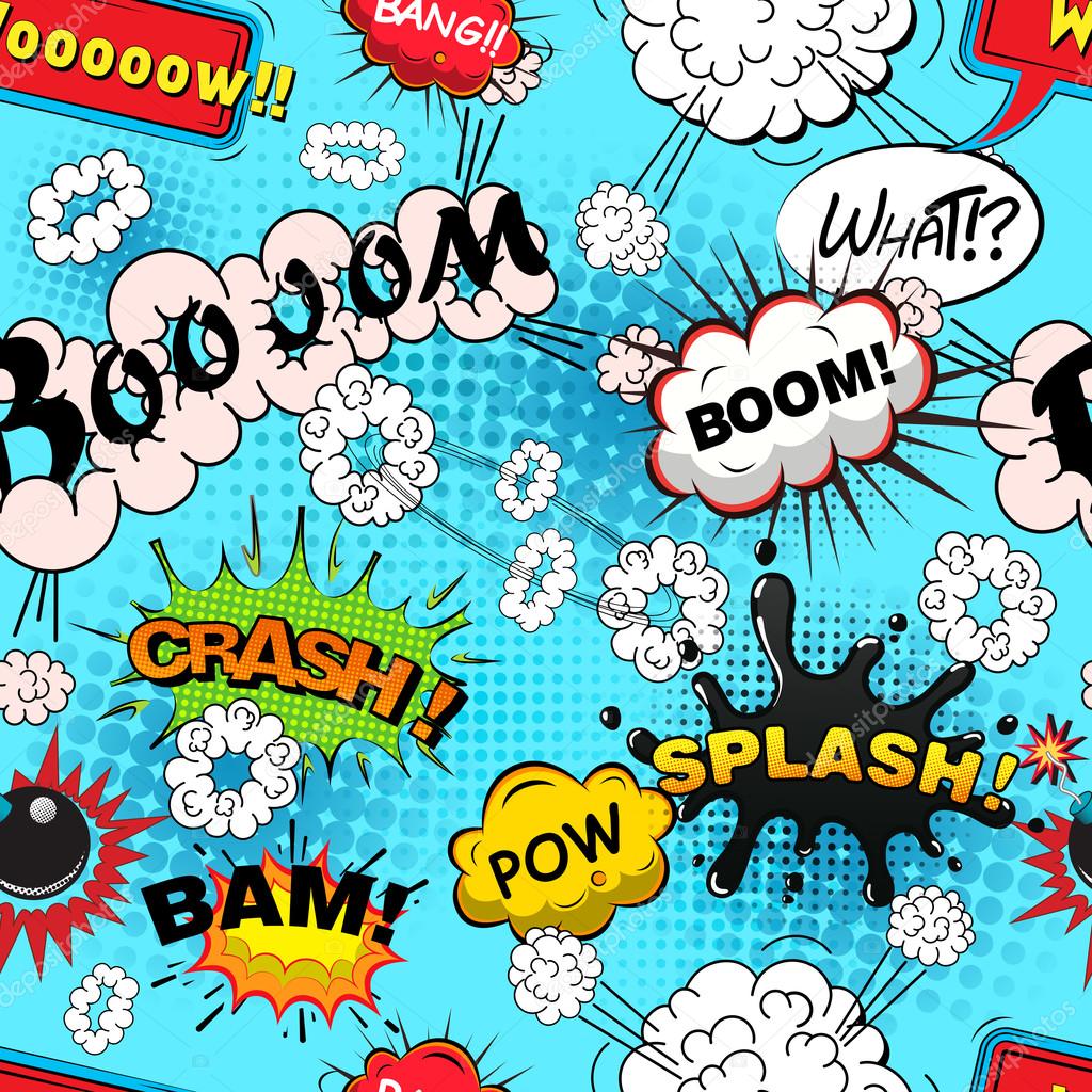 Seamless pattern comic speech bubbles vector illustration — Stock ... Seamless pattern comic speech bubbles vector illustration — Stock ...