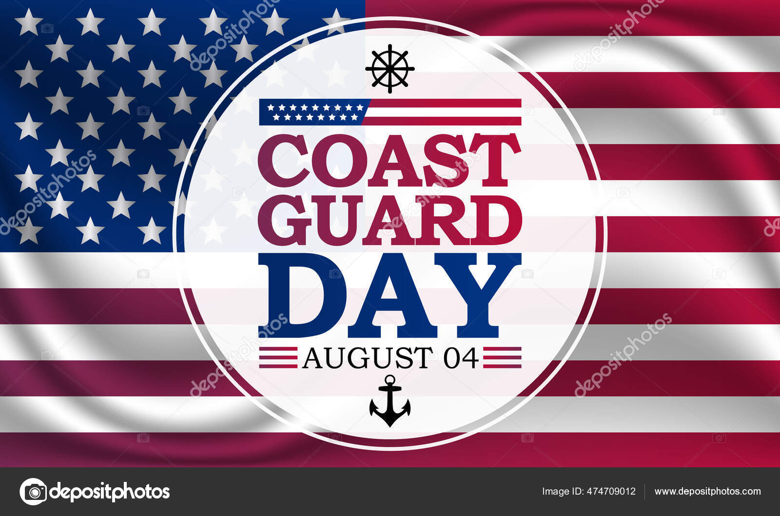Vector Illustration Theme United States Coast Guard Day Observed Every ...