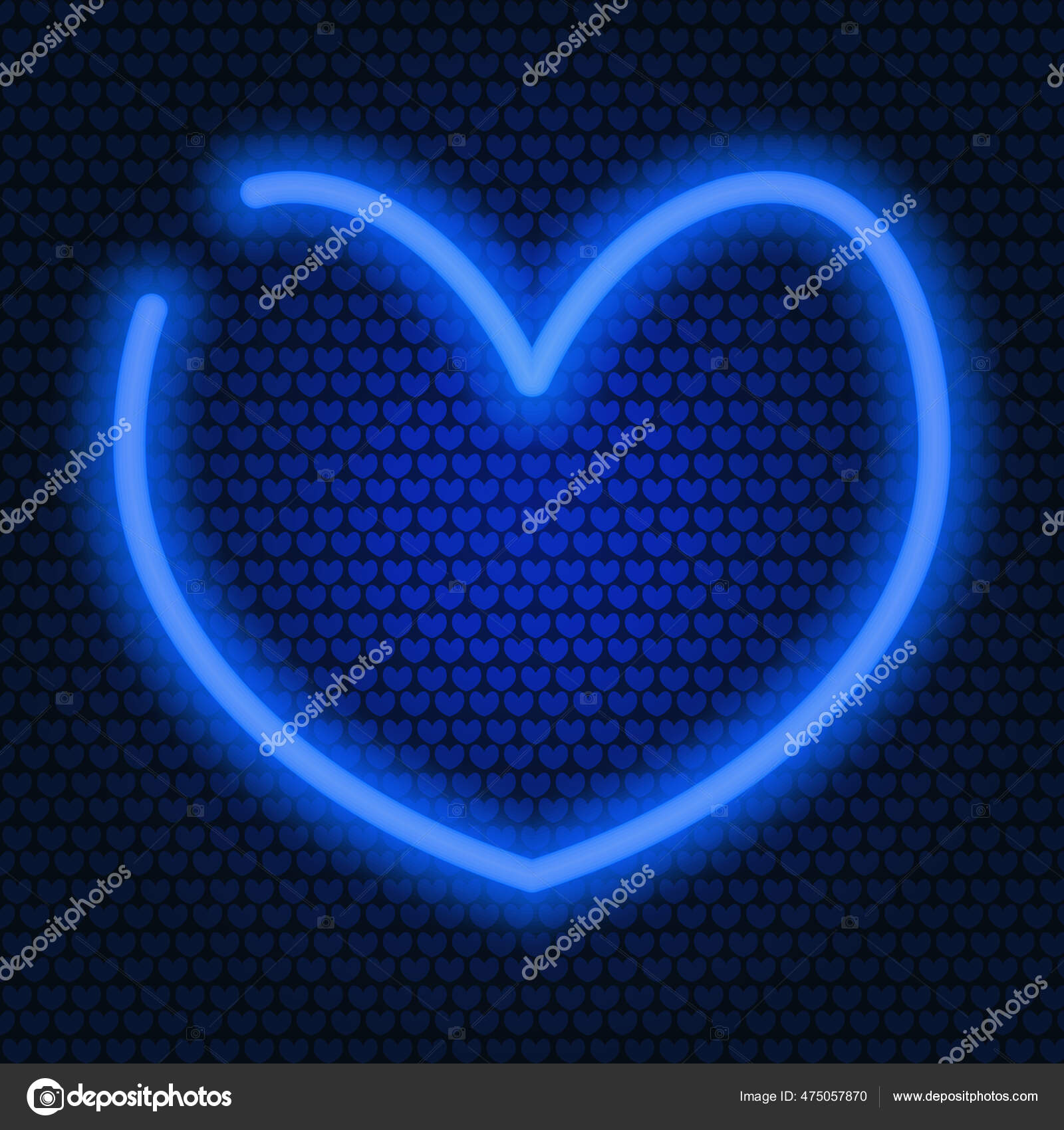 Heart Neon Glow Colored Vector Illustration Isolated Background Blue ...