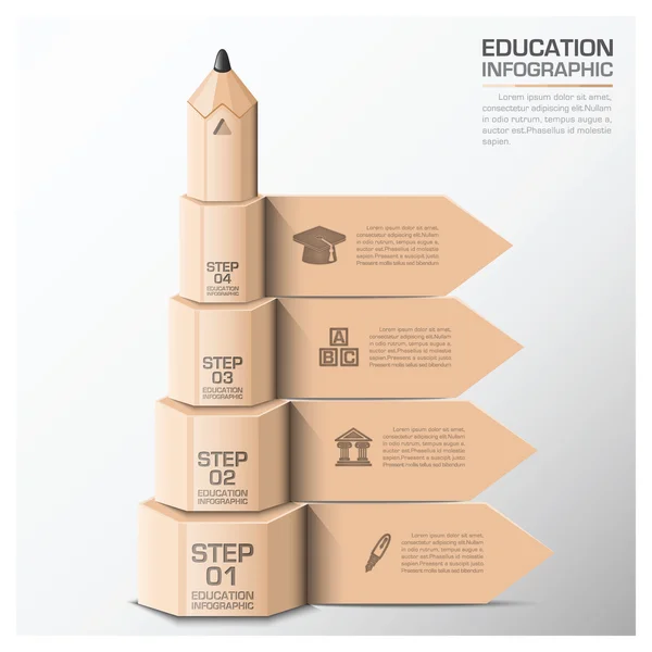Education And Learning Step Infographic With Rotate Pencil Diagr Stock ...