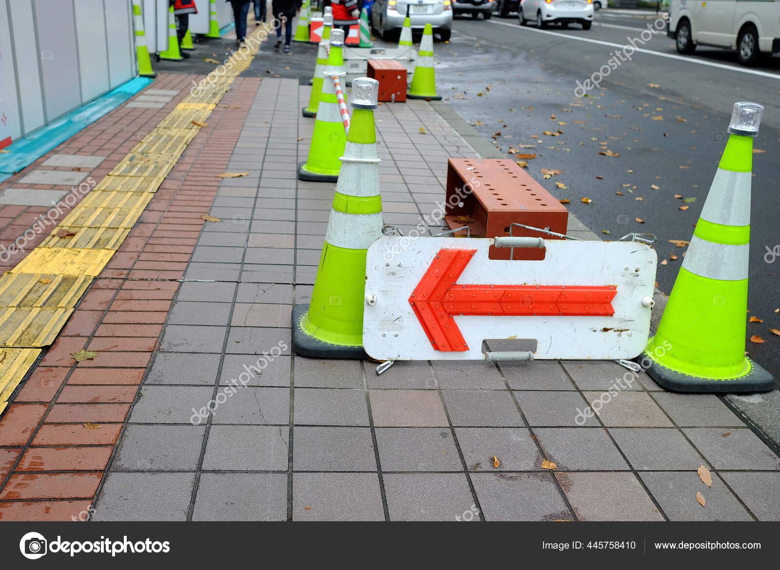 Footpath Diversion Arrow Sign Construction Area Stock Photo by ...