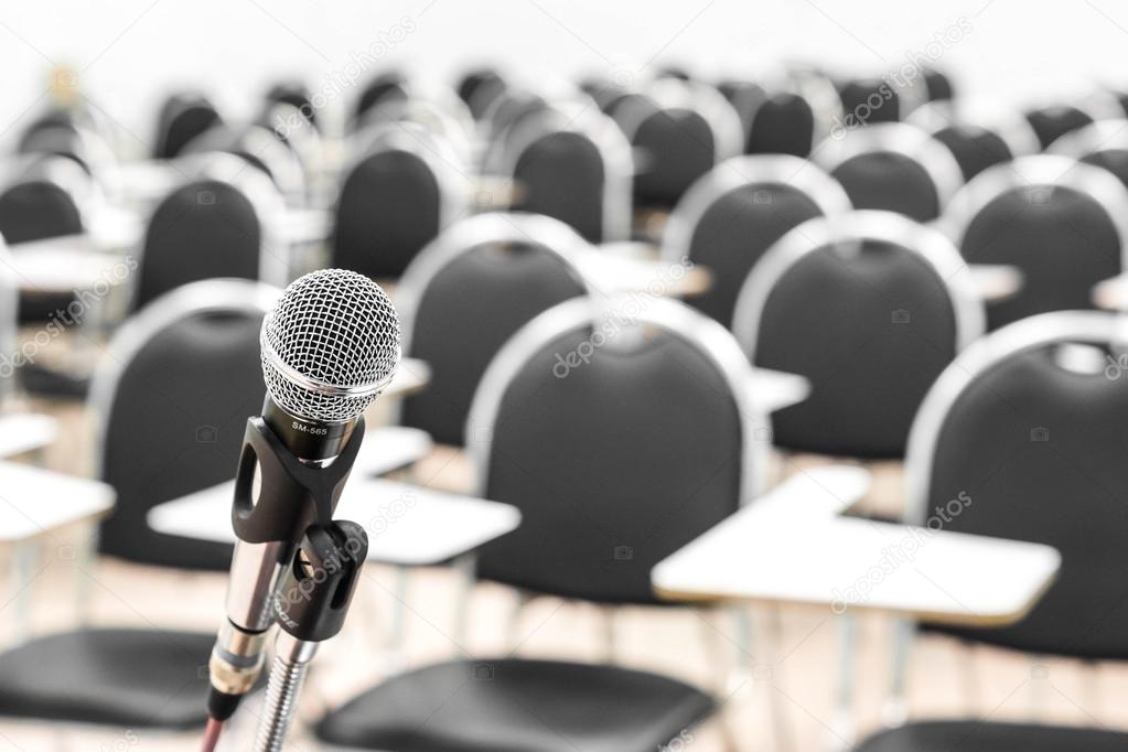 Microphone in empty classroom Stock Photo by ©weerapat 114699436