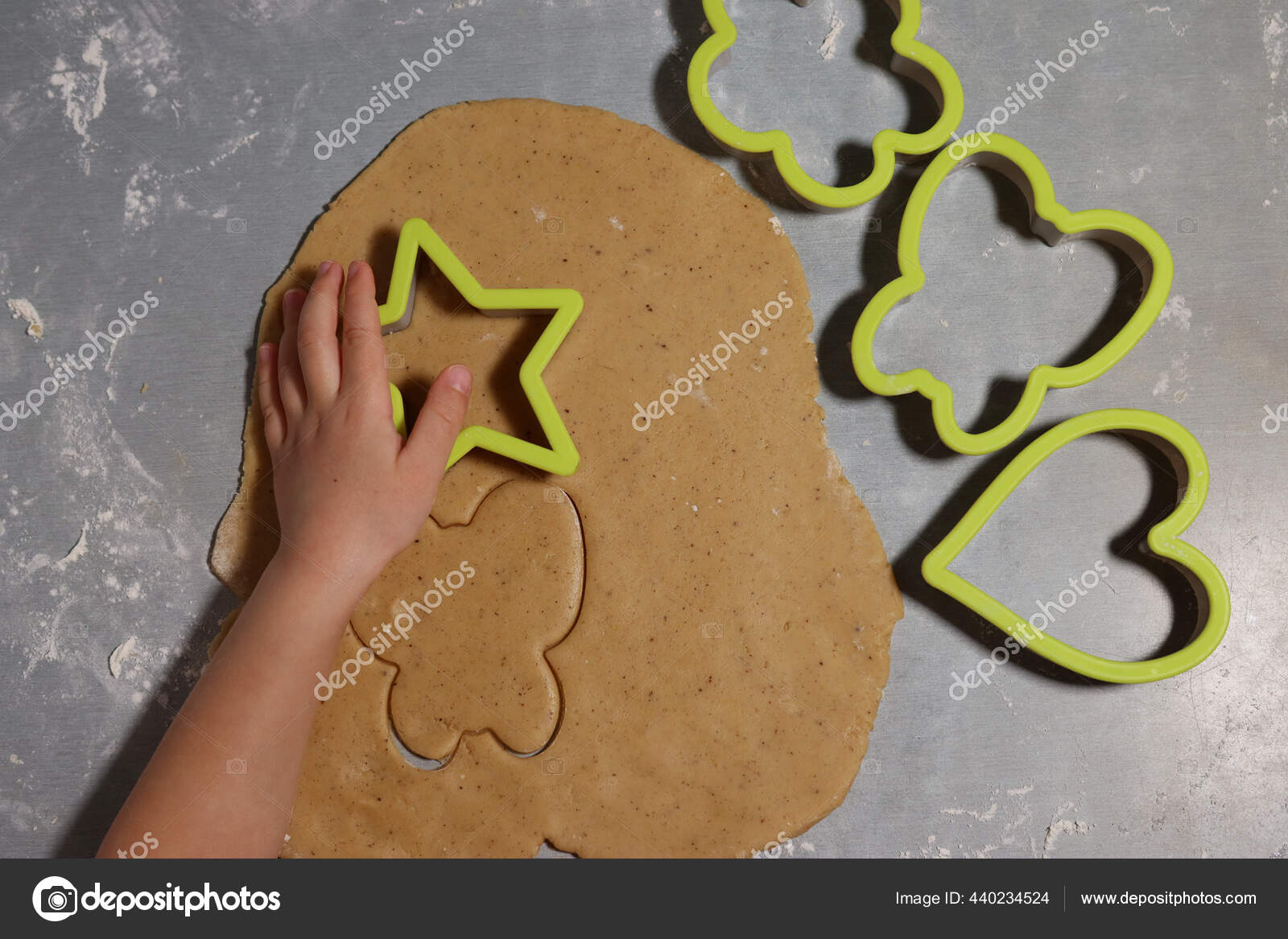 Childmakes Gingerbread Dough Cookies Forms Table — Stock Photo © Seamm ...