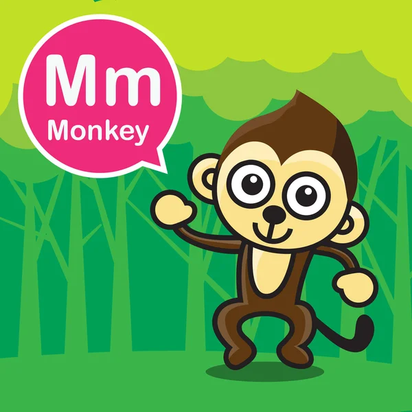 M Monkey cartoon and alphabet for children to learning and color Stock ...