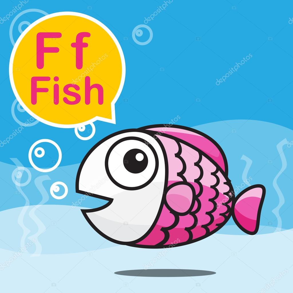 F Fish color cartoon and alphabet for children to learning vecto Stock ...