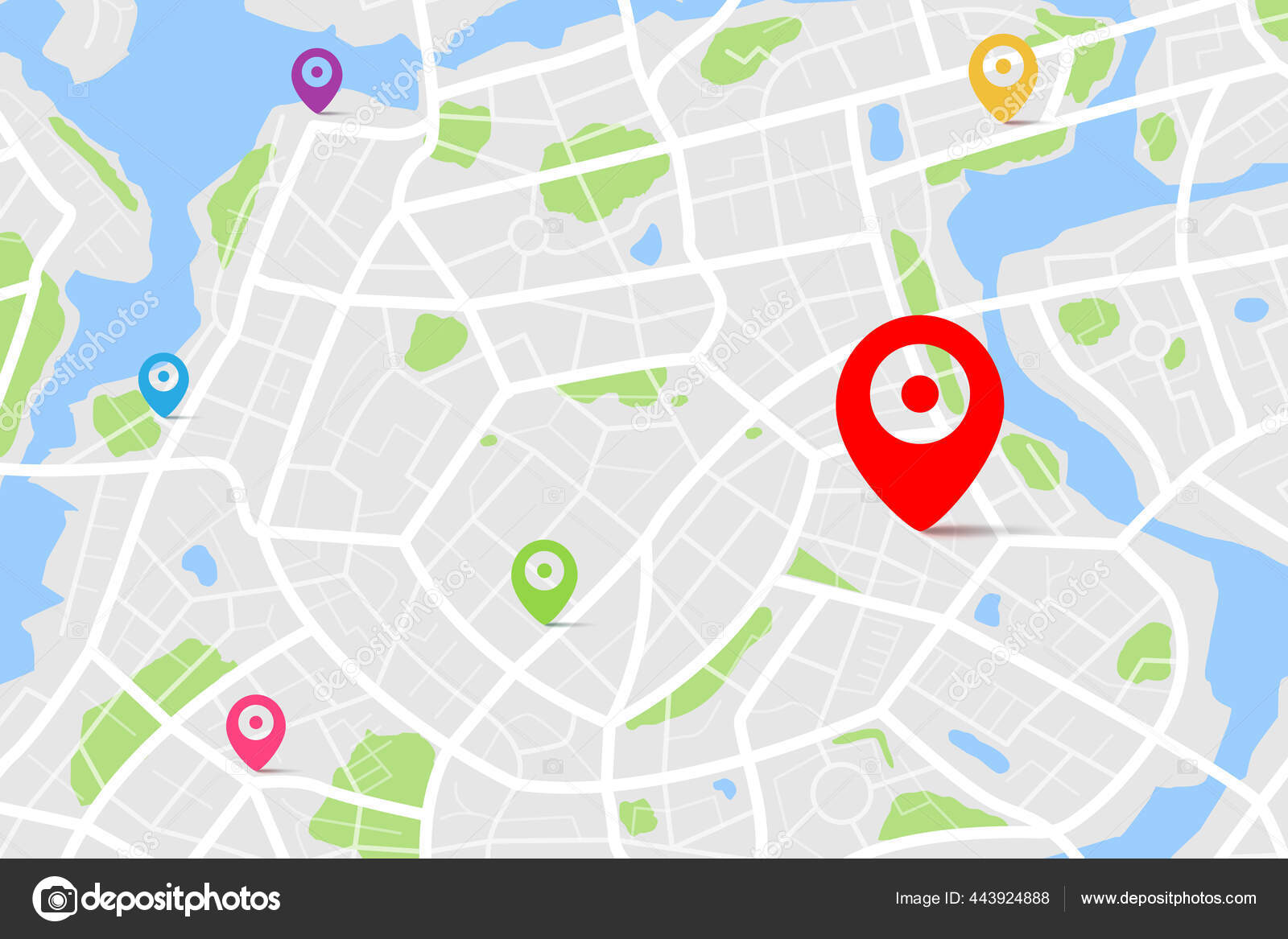 Vue Dessus Une Carte Avec Point Emplacement Destination Vue Aérienne ...