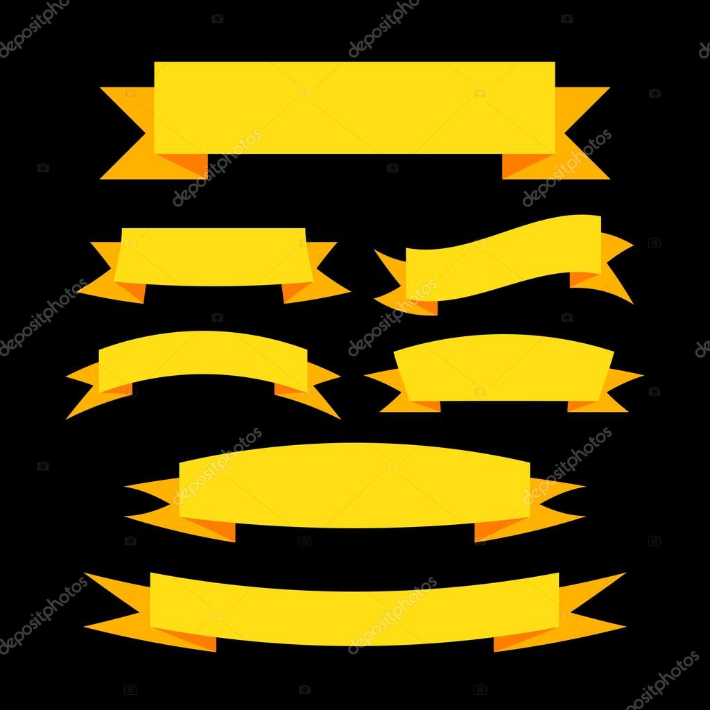 Flat style yellow ribbon on the black background — Stock Vector ...