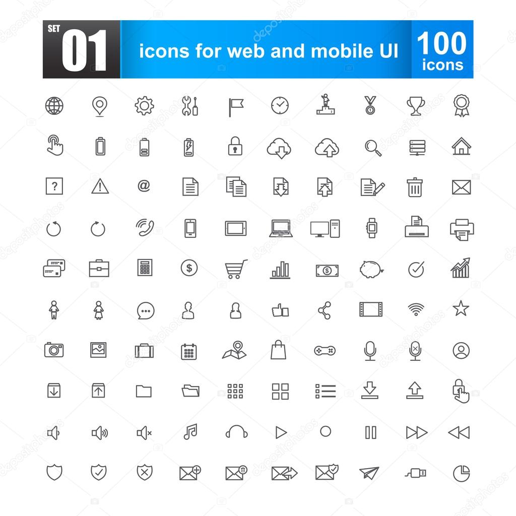 Simple line icons for web design and mobile ui vector illustrati Stock ...
