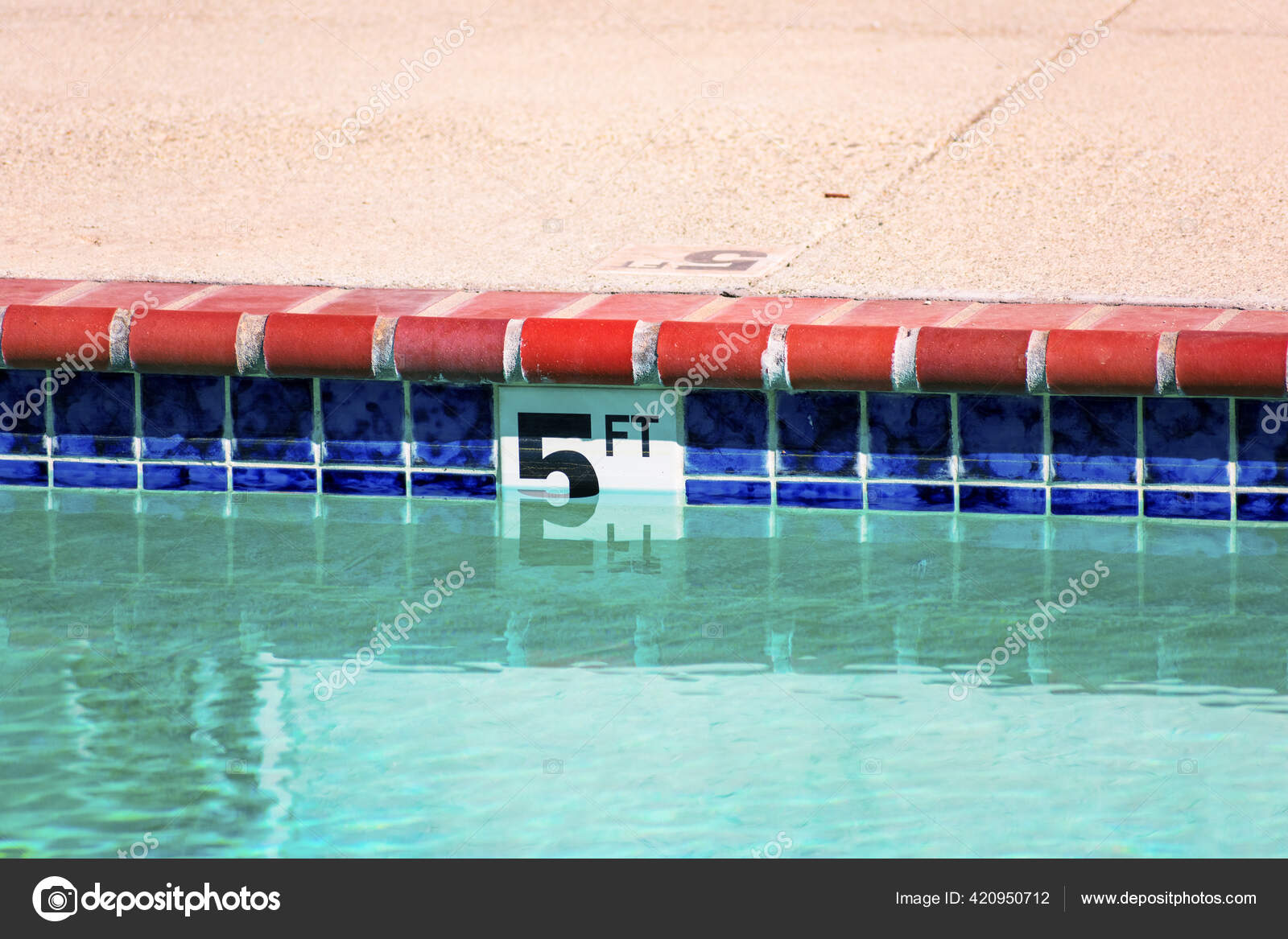 Swimming Pool Depth Marker Identifies Water Depth Swimmers Five Feet ... Swimming Pool Depth Marker Identifies Water Depth Swimmers Five Feet ...